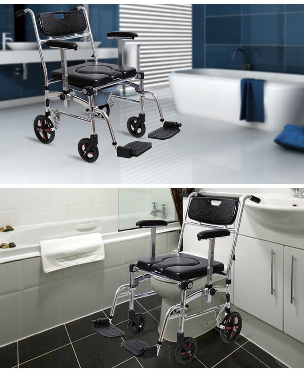 Foldable Commode Chair with Detachable Armrests – TheCaringHut