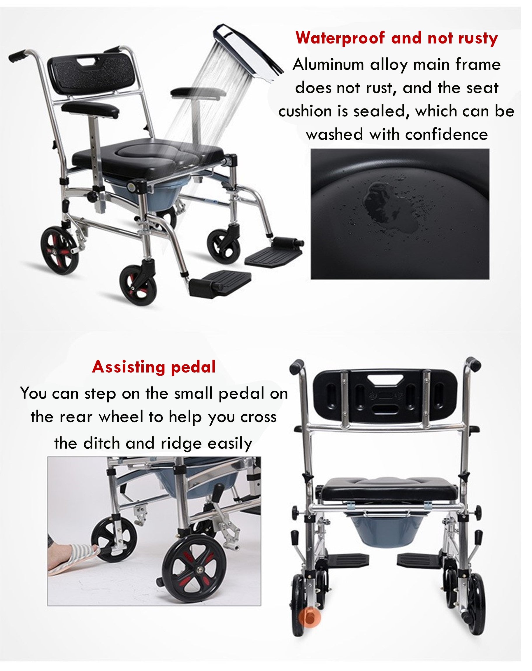 Foldable Commode Chair with Detachable Armrests – TheCaringHut