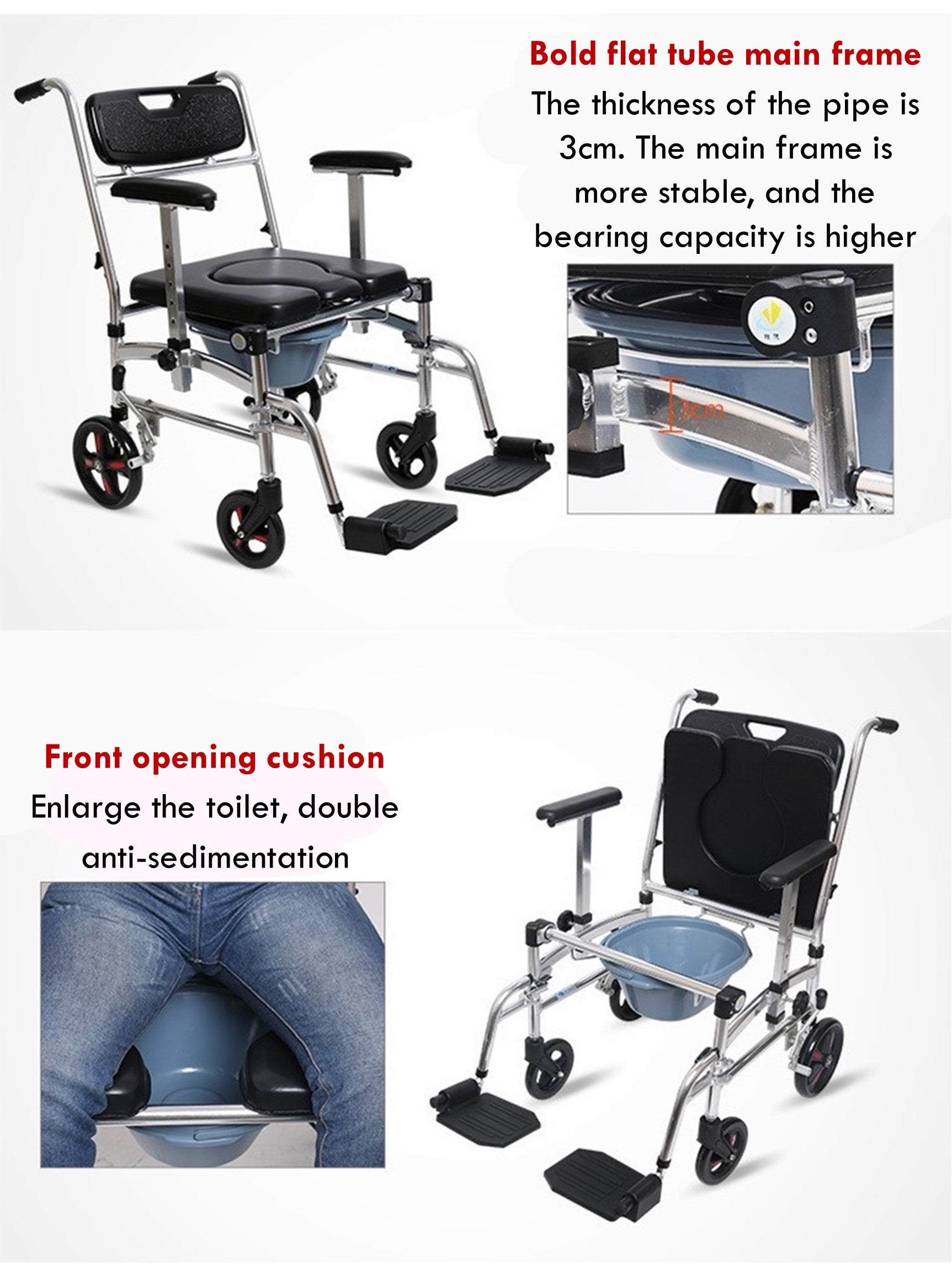 Foldable Commode Chair with Detachable Armrests – TheCaringHut